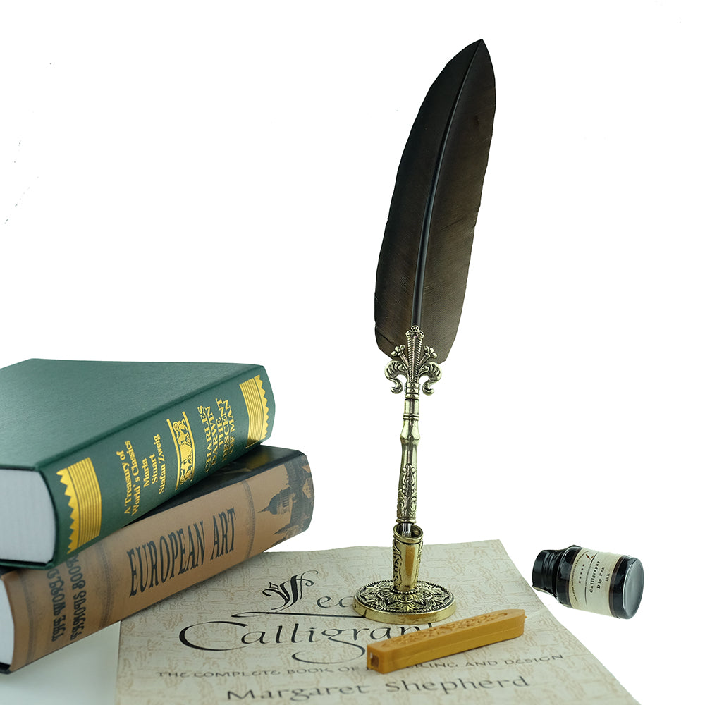 Antique Feather Quill Pen, Calligraphy Quill and Ink Set, Gift for Kid ...